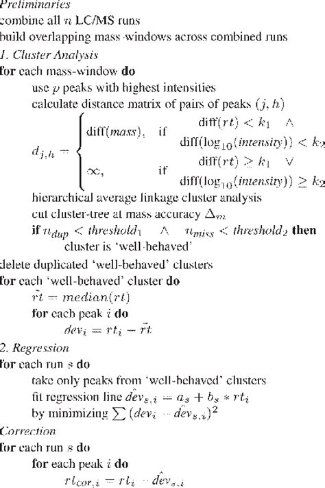 Table 1 From Retention Time Alignment Algorithms For Lcms Data Must Consider Non Linear Shifts