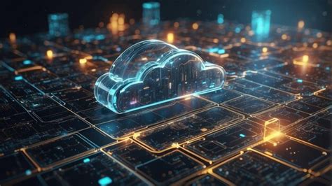 Premium Photo Glowing Cloud Symbol Above Clouds Depicting Cloud Computing Tech