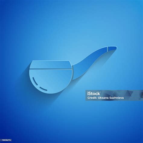 종이 는 파란색 배경에 격리 연기 아이콘 흡연 파이프를 잘라 담배 파이프 종이 아트 스타일입니다 벡터 일러스트레이션 0명에 대한