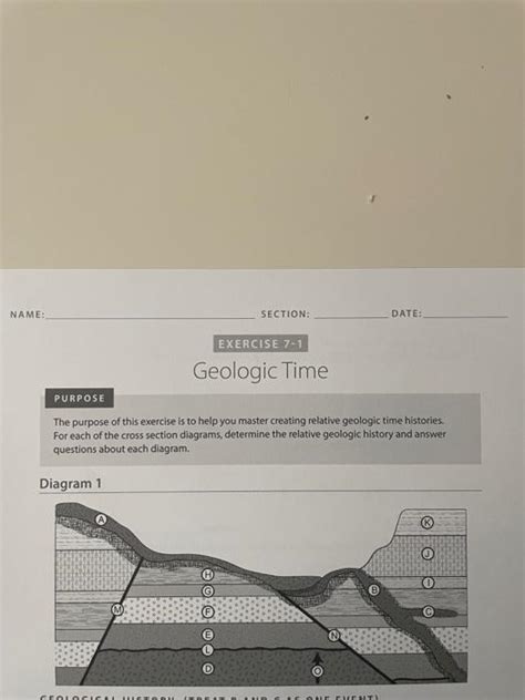 Solved NAME GEOLOGICAL HISTORY SECTION EXERCISE Chegg Com