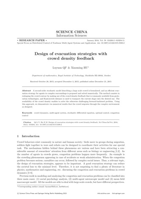 Pdf Design Of Evacuation Strategies With Crowd Density Feedback