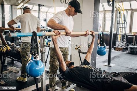 체육관에서 개인 트레이너와 함께 무게를 리프팅 하는 젊은 남자 배구 선수 강사에 대한 스톡 사진 및 기타 이미지 강사 건강관리와 의술 건강한 생활방식 Istock