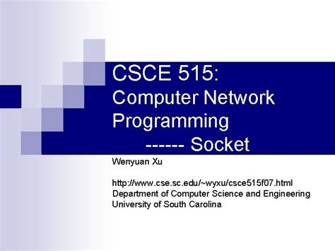 Csce 515 Computer Network Programming Socket Wenyuan Xu