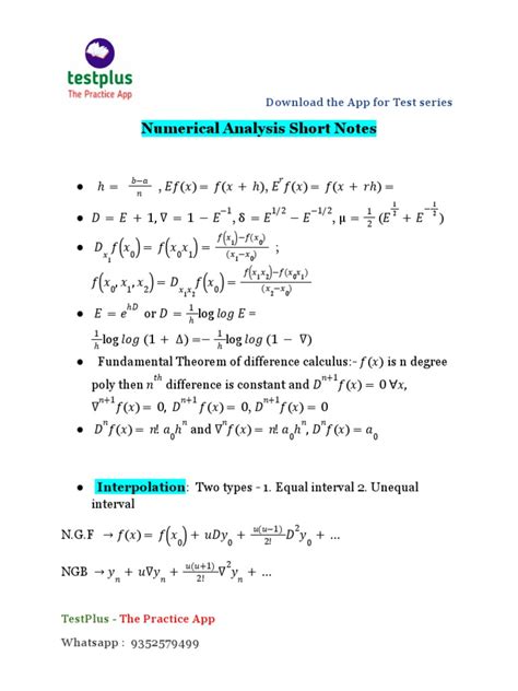 numerical analysis short notes download the app for test series pdf calculus mathematics