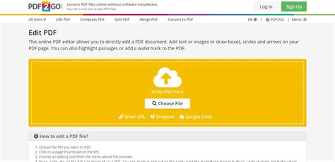 PDF2GO Best Free PDF Editor Online