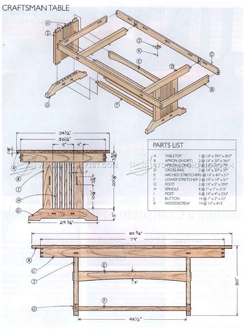 Craftsman Kitchen Table Plans