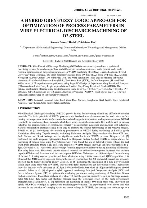 Pdf A Hybrid Grey Fuzzy Logic Approach For Optimization Of Process