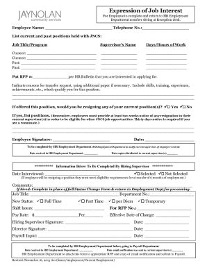 Fillable Online Expression Of Job Interest Fax Email Print PdfFiller