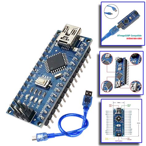 hot styleair1 2pcs 16mhz 5v mini usb soldered nano v3 0 ใช้งานร่วมกับ