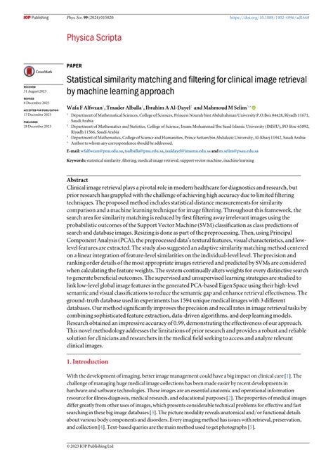 Statistical Similarity Matching And Filtering For Clinical Image Retrieval By Machine Learning