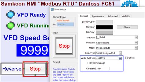 Samkoon HMI Modbus RTU Danfoss FC Tutorial Plc