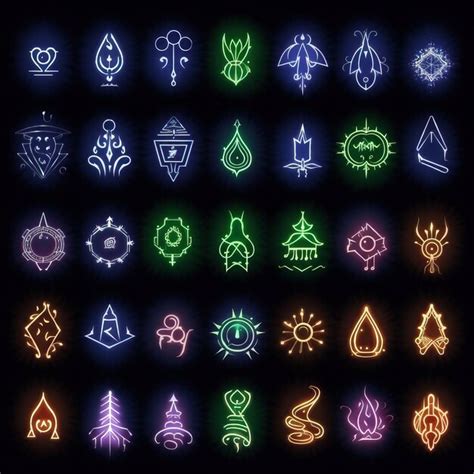 Premium Photo Magicalmystical Pictogram Glyphs Glowingedges