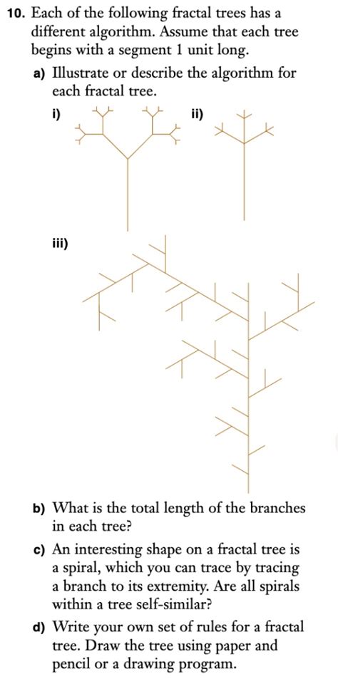 Solved 10 Each Of The Following Fractal Trees Has A Different