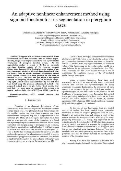 PDF An Adaptive Nonlinear Enhancement Method Using Sigmoid Function For Iris Segmentation In