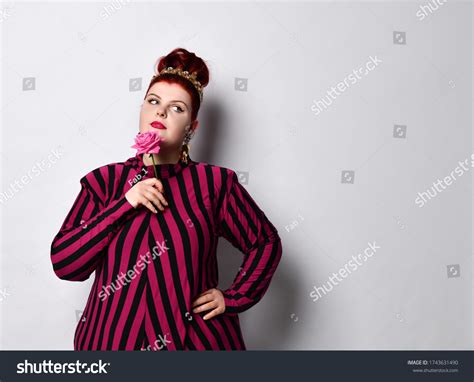 Plus Size Female Model Black Purple Stock Photo Shutterstock