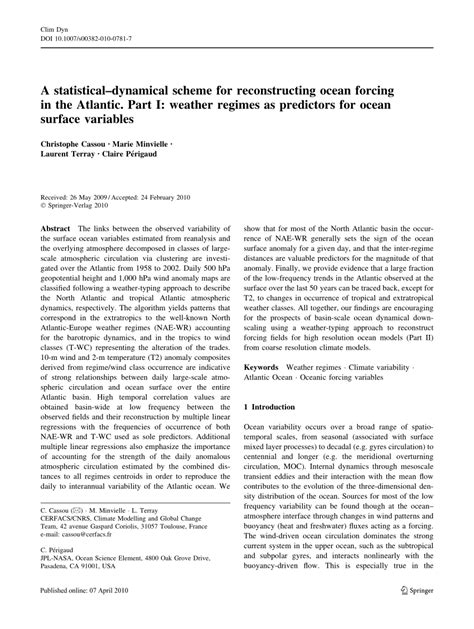 Pdf A Statistical Dynamical Scheme For Reconstructing Ocean Forcing