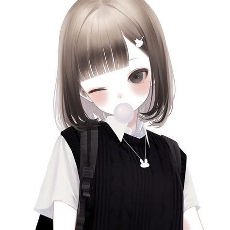 Premium Photo Anime Girl With A Bubble Gum In Her Mouth Generative Ai