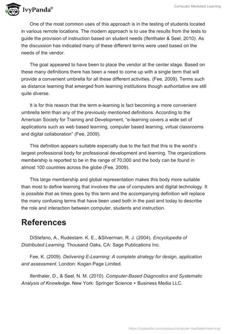 Computer Mediated Learning 647 Words Essay Example