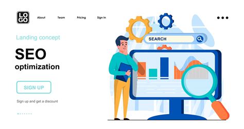 Seo Optimization Web Concept Landing Page Template 3008667 Vector Art