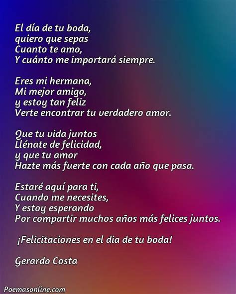 5 Mejores Poemas Para Mi Hermana En Su Boda Poemas Online