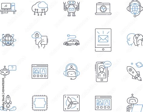 Web Security Line Icons Collection Firewall Encryption Cybersecurity Malware Phishing