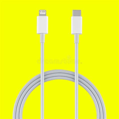 Cable And Connector Usb Type C Lightning On A Green Background Stock Image Image Of