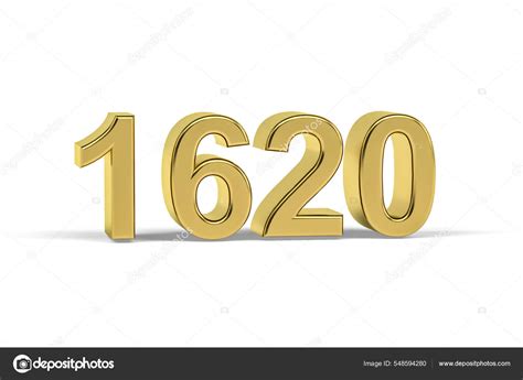 Golden Number 1620 Year 1620 Isolated White Background Render — Stock ...