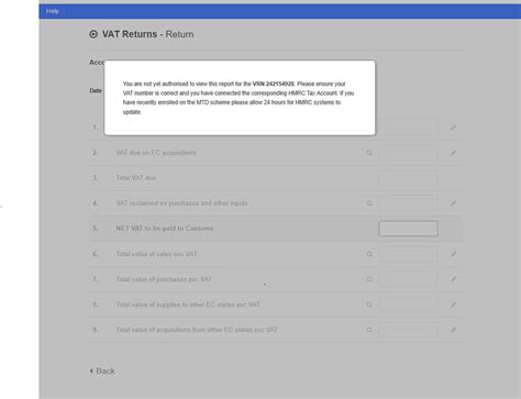 Vat Return Error Message Help Support QuickFile