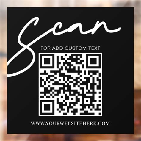 Minimalist Modern Black Scan Here Business Qr Code Window Cling Zazzle