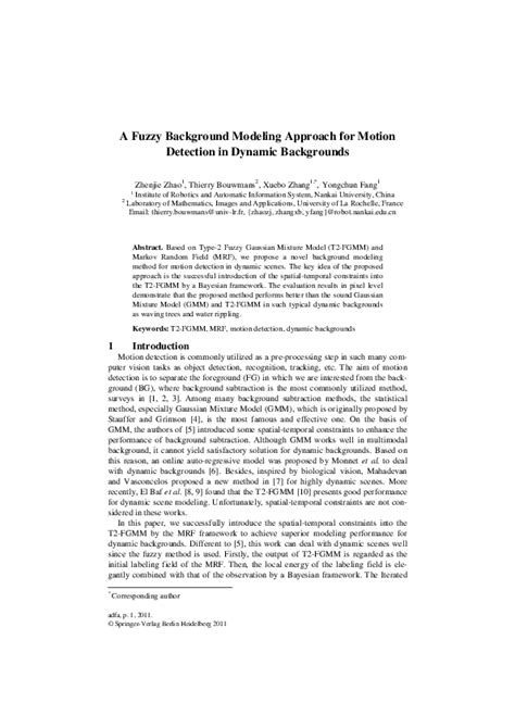 A Fuzzy Background Modeling Approach For Motion Detection In Dynamic Backgrounds