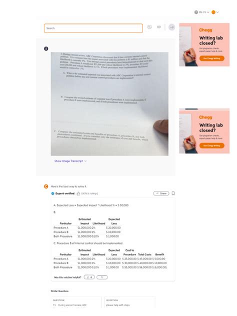 Screencapture Chegg Homework Help Questions And Answers 2 Recent Review Abc Corporation