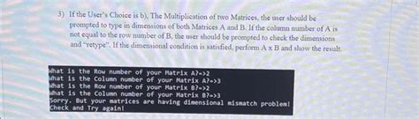 Solved Objective Create A C Script That Will Perform Matrix