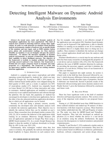 Pdf Detecting Intelligent Malware On Dynamic Android Analysis