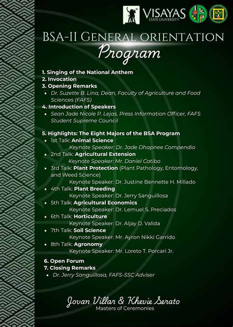 Vsu Today Marks Our Much Awaited Bsa Ii General Orientation 🥳 Check Out The Program Flow