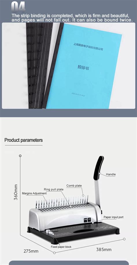 Midoo Ring Comb Binding Machine A3 A4 Size Binding Machine Office 21 Hole Comb Binding Machine
