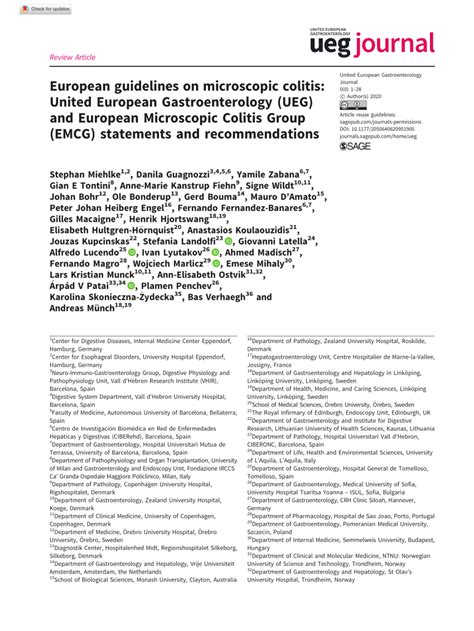 Pdf European Guidelines On Microscopic Colitis United European Gastroenterology Ueg And