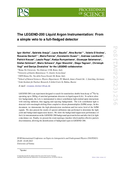 Pdf The Legend 200 Liquid Argon Instrumentation From A Simple Veto To A Full Fledged Detector
