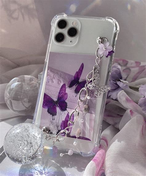 [당일배송] 자수정 나비 폰케이스 스트랩 아이폰 갤럭시 에이블리