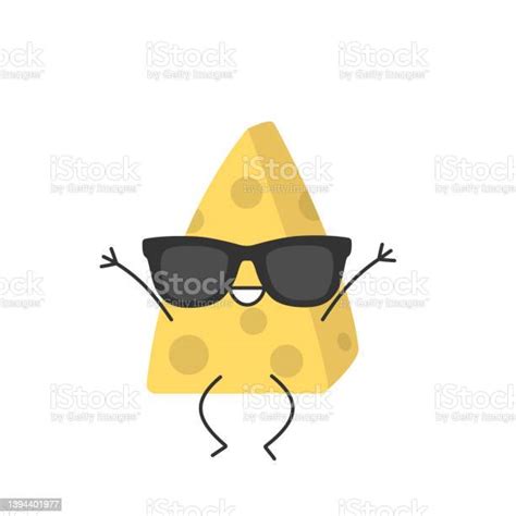 치즈 귀여운 캐릭터 만화 점프 웃는 얼굴 행복한 기쁨 감정 벡터 일러스트레이션의 조각 0명에 대한 스톡 벡터 아트 및 기타