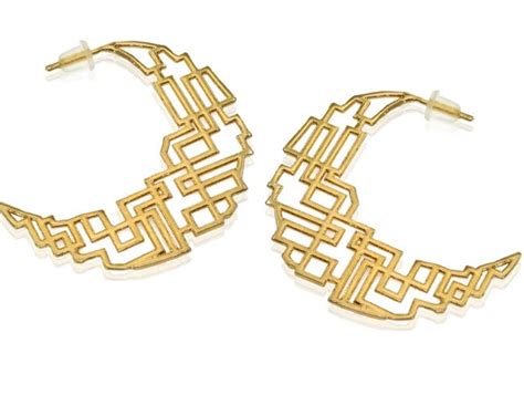 Geometric Hoop Earrings In Gold Plated Brass Geometric Hoops