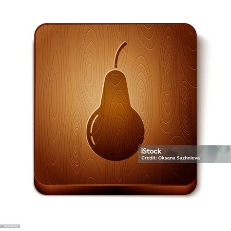 갈색 배 아이콘흰색 배경에 격리 잎 기호와 과일입니다 나무 사각형 버튼입니다 벡터 일러스트레이션 0명에 대한 스톡 벡터 아트 및 기타 이미지 Istock