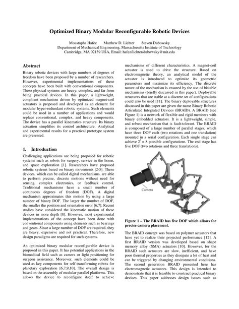 Pdf Optimized Binary Modular Reconfigurable Robotic Devices