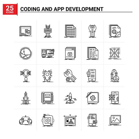 25 Coding And App Development Icon Set Vector Background 17939887 Vector Art At Vecteezy
