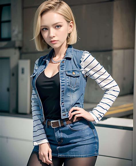 Dragon Ball Una Ia Ilustra A La Hermosa Androide Número 18 Bajo Un