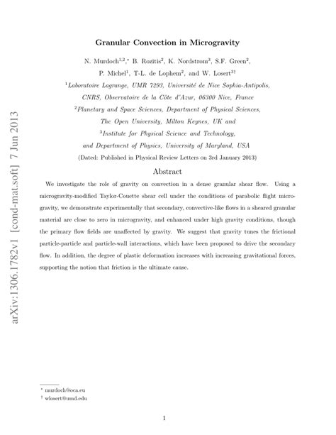 Pdf Granular Convection In Microgravity
