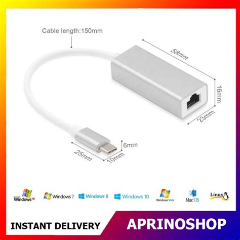 Jual Converter USB Type C To LAN RJ Adapter USB C Mbps Network Shopee Indonesia