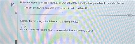 Solved List All The Elements Of The Following Set Use Set