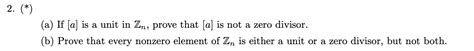 solved a if [a] is a unit in zn prove that [a] is not a