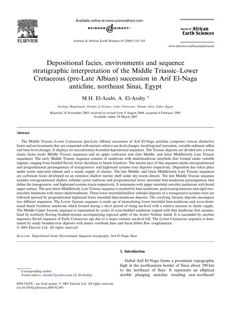 Pdf Depositional Facies Environments And Sequence Stratigraphic