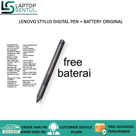Jual Lenovo Stylus Digital Pen Battery Original Shopee Indonesia